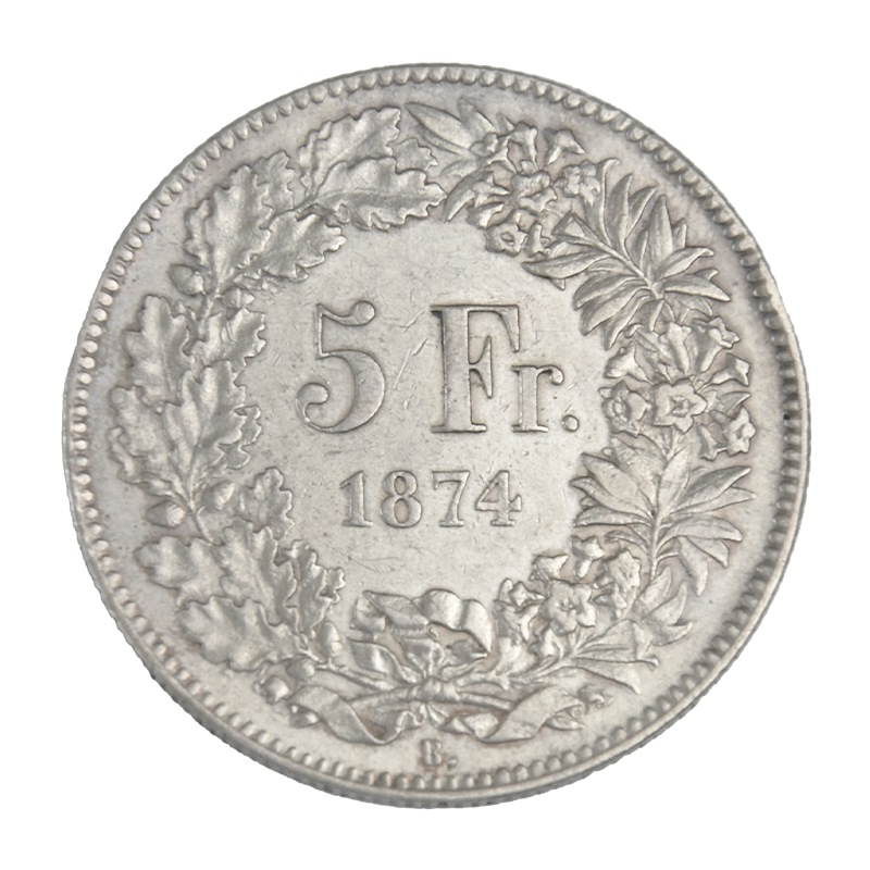 Schweiz 5 Franken - 1874 B. (sitzende Helvetia)